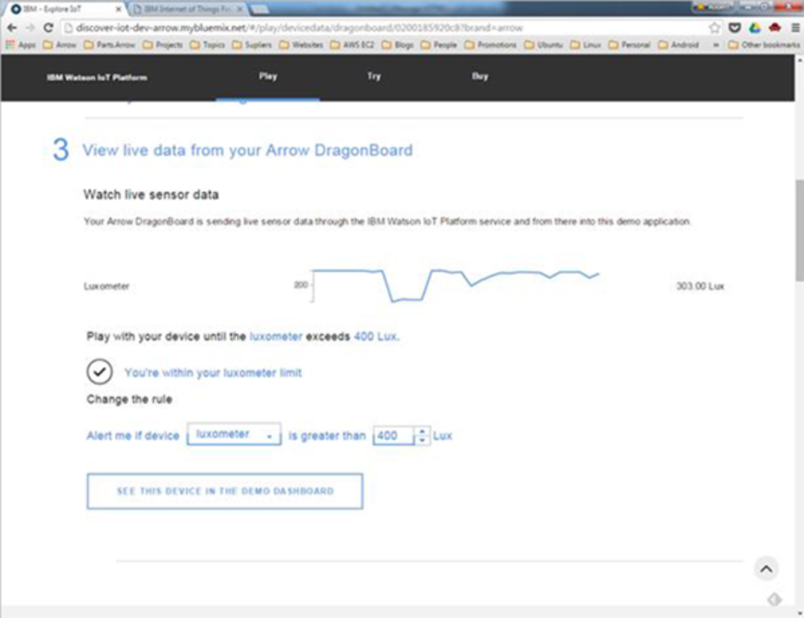 IBM Watson IoT Platform Sensor Reading - 96Boards